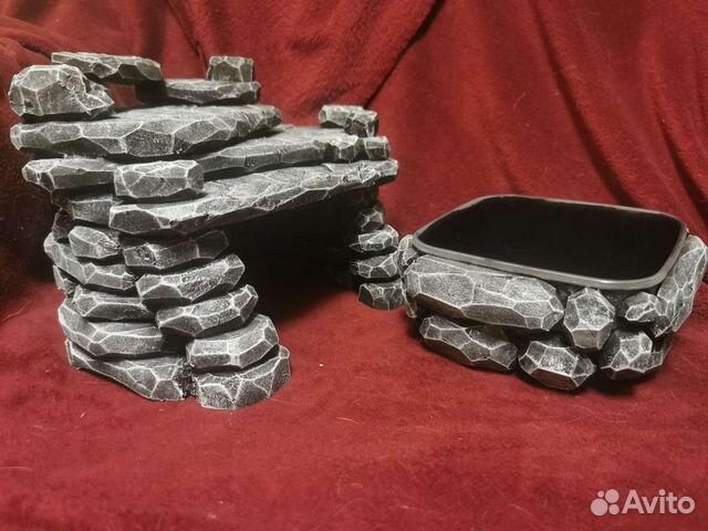 Укрытие, поилка для рептилий, декор